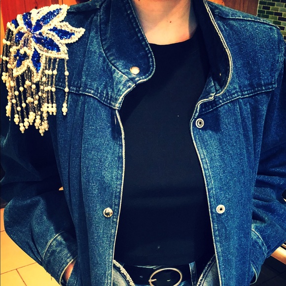 Jackets & Coats | Vintage Sequin Denim Jacket | Poshmark